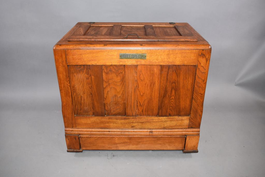 Antique Hoitt Am. Oak Chest Style Ice Box