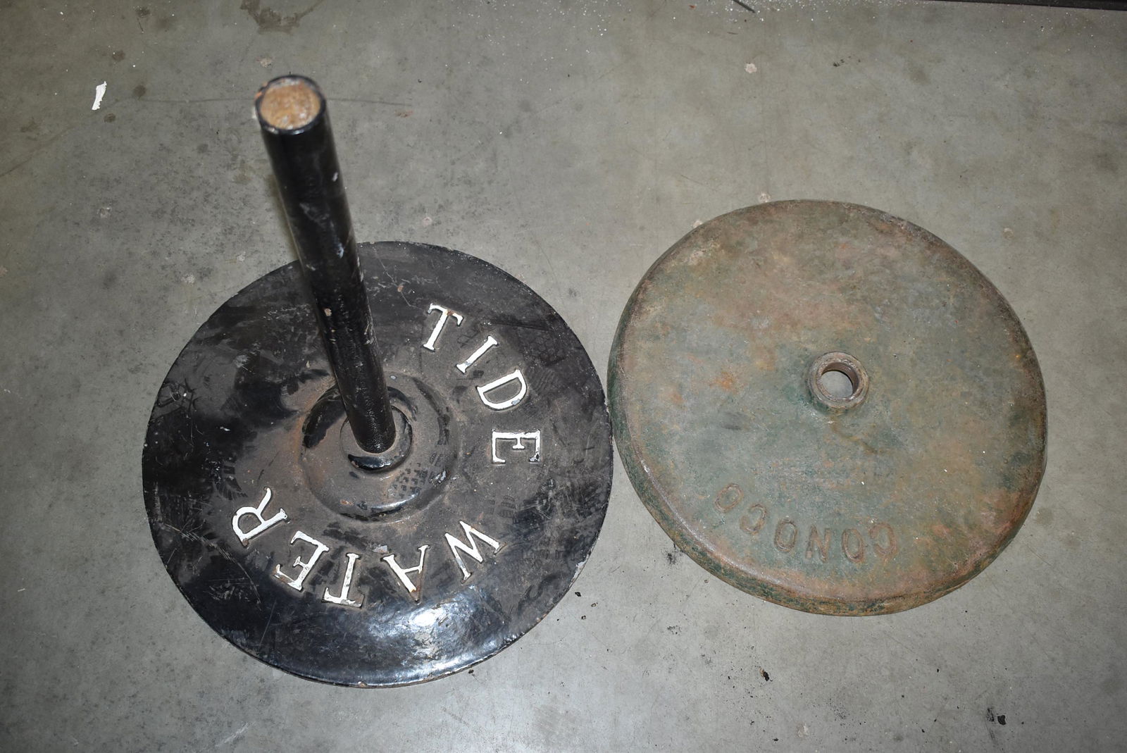 Tidewater & Conoco Cast Iron Curb Stand Bases