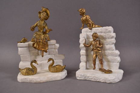 Pr. Of Asian Bronze Bookend Figures