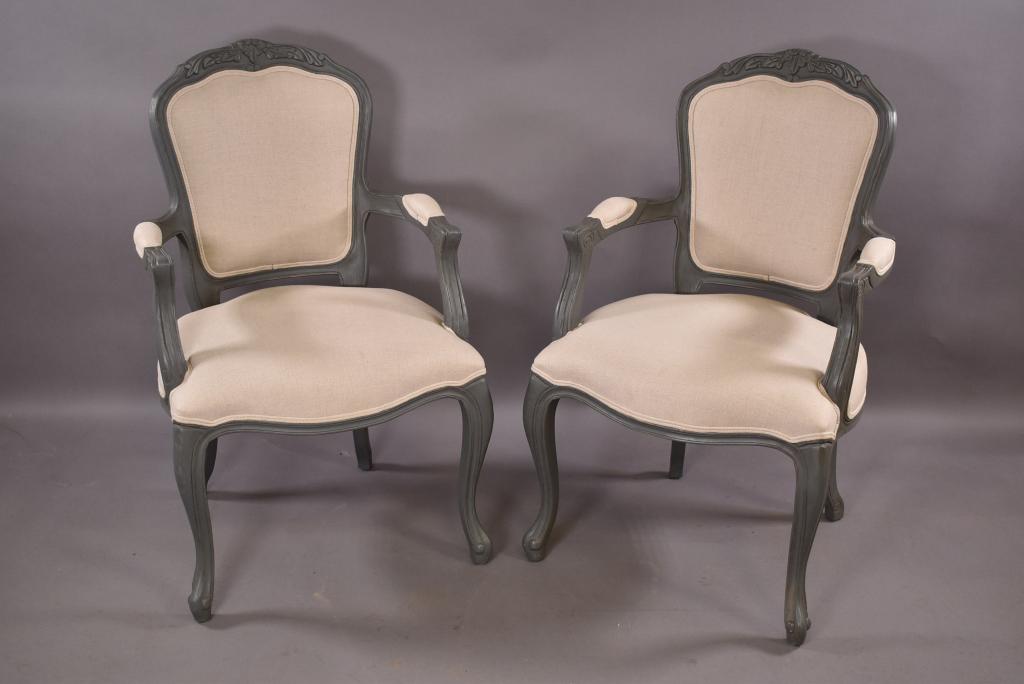 Pr. Modern French Style Arm Chairs
