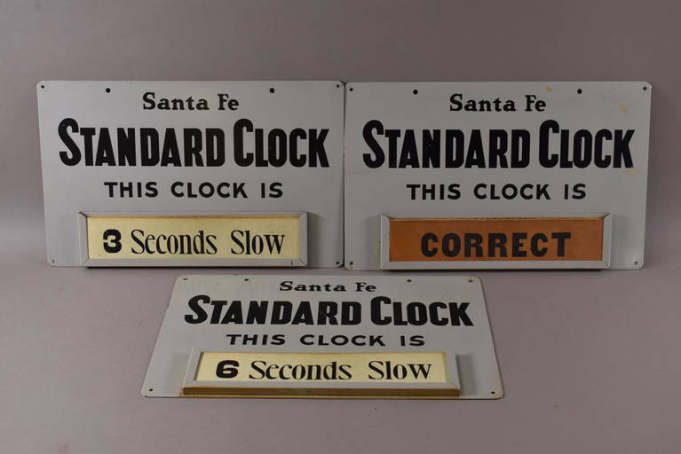 3 Santa Fe Standard Clock Signs (painted Metal)