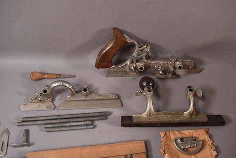 Stanley No. 45 Plane W/ Cutters In Original Metal Box