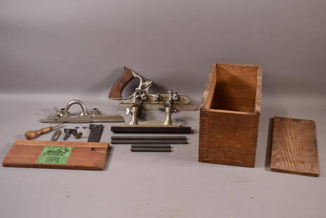 Stanley No. 45 Plane W/ Cutters In Original Metal Box