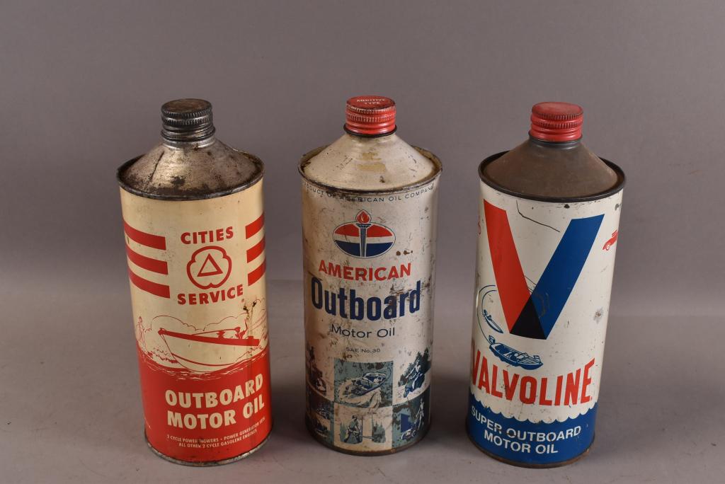 3 Cone Top Outboard Oil Cans