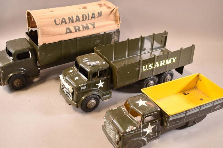 3 Marx Army Toy Trucks