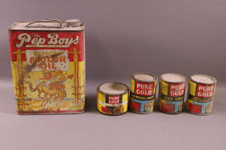 5 Pep Boys Oil & Grease Cans