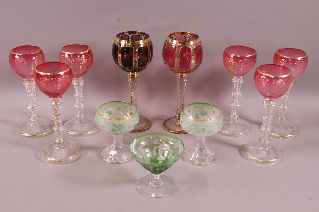 11 Misc Colored Glass Stems