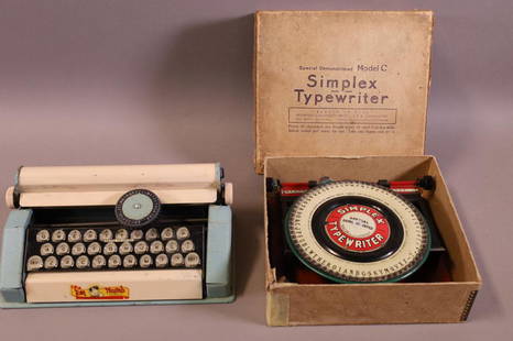 Antique Simplex A Typewriter In Original Box & Bonus Materials