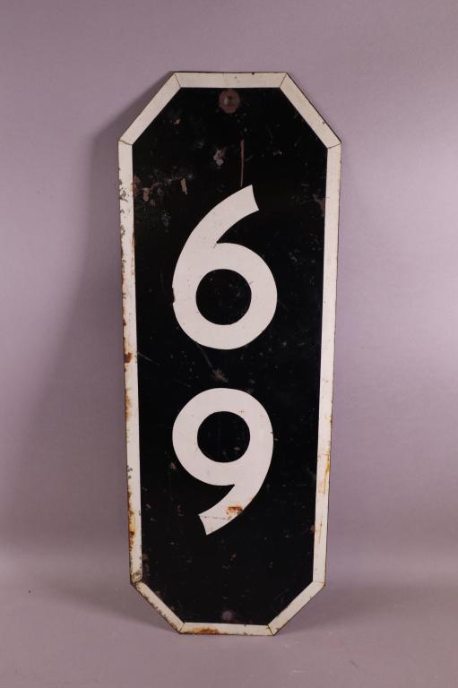 69 Metal Road Mile Marker Sign