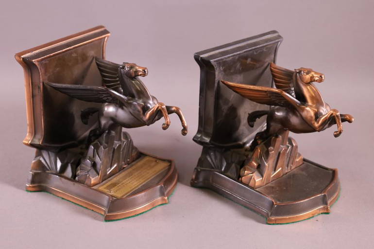 (mobil) & General Petrolum Pegasus Brass Bookends