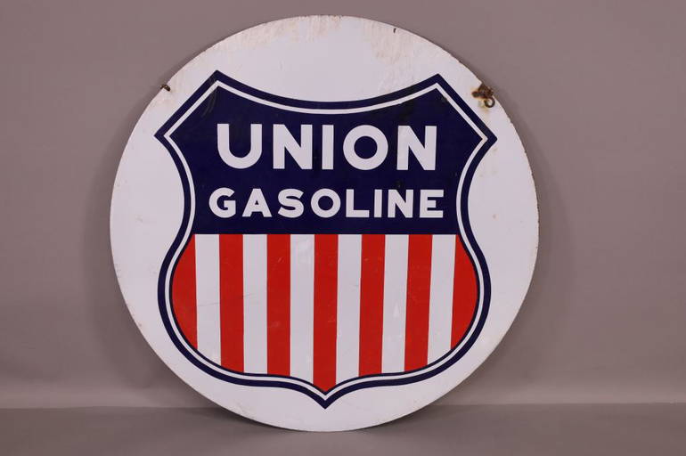 ROUND UNION GASOLINE SHIELD PORCELAIN SIGN - Nov 12, 2022 | Redlands ...