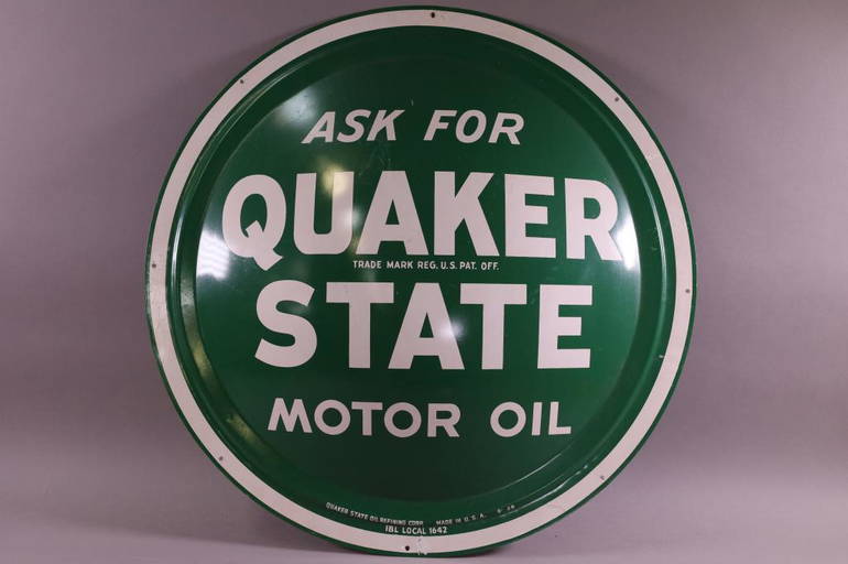 Quaker State Motor Oil Tin Sign