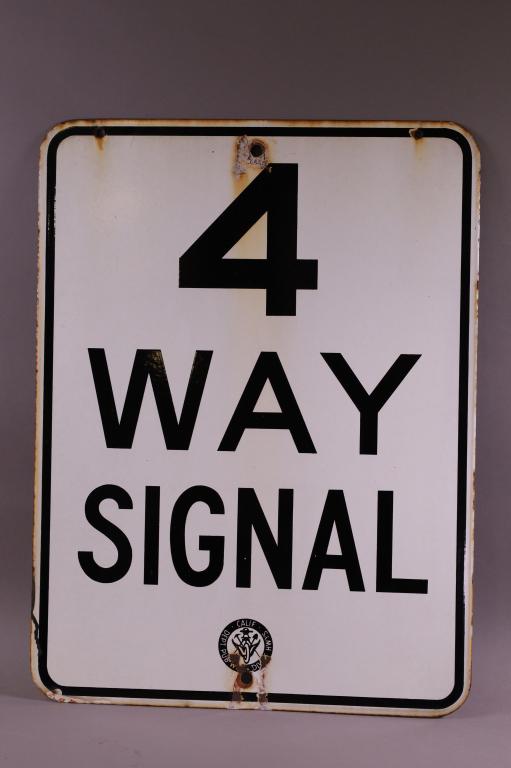 4 Way Signal Porcelain Sign