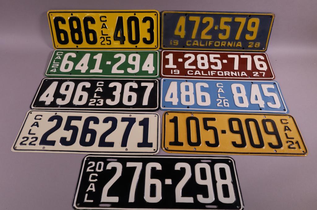 COLLECTION OF 1920'S CALIFORNIA LICENSE PLATES (#0070) on Nov 12, 2022 ...