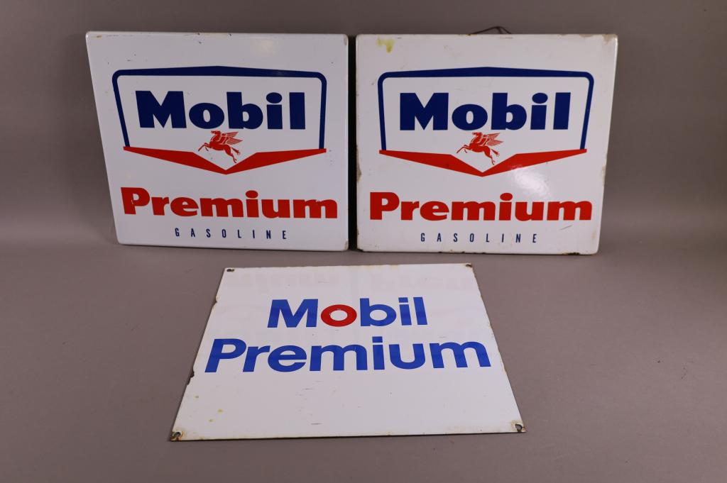 3 Mobil Premium Porcelain Pump Plates