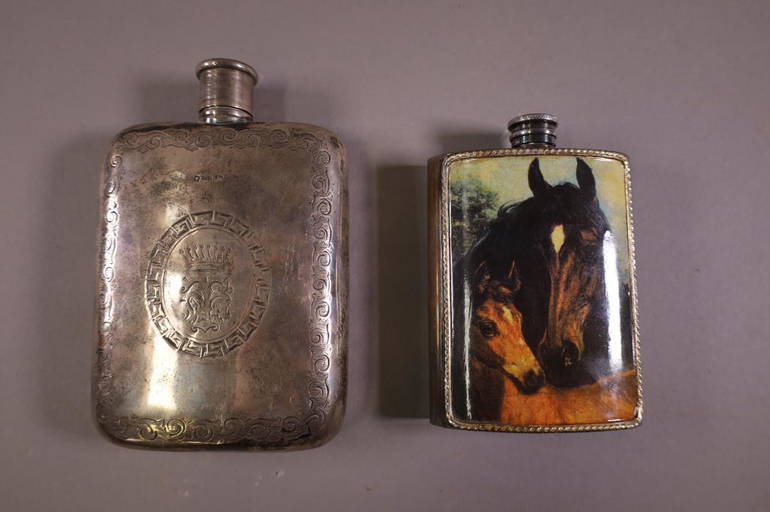 TWO ANTIQUE FLASKS (#0304) on Dec 10, 2022 | Redlands Antique Auction in CA