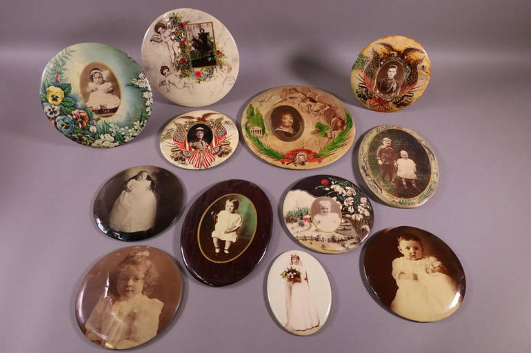 Victorian Celluloid Photos On Tin Backs