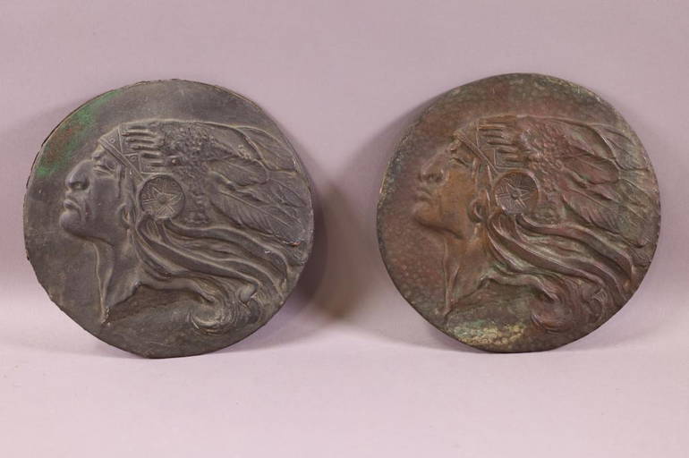 Pair Of Bronze Wall Plaques