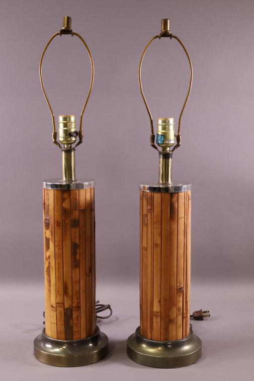 Pair Of Bamboo Table Lamps