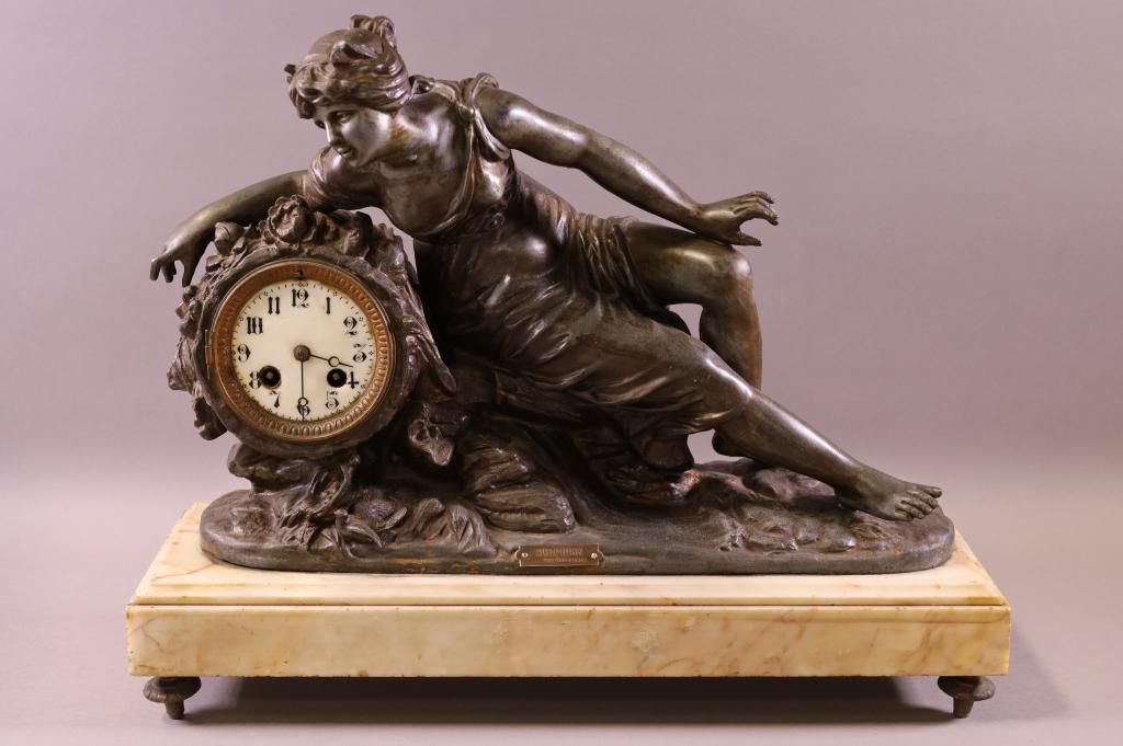 Spelter Figural Mantle Clock