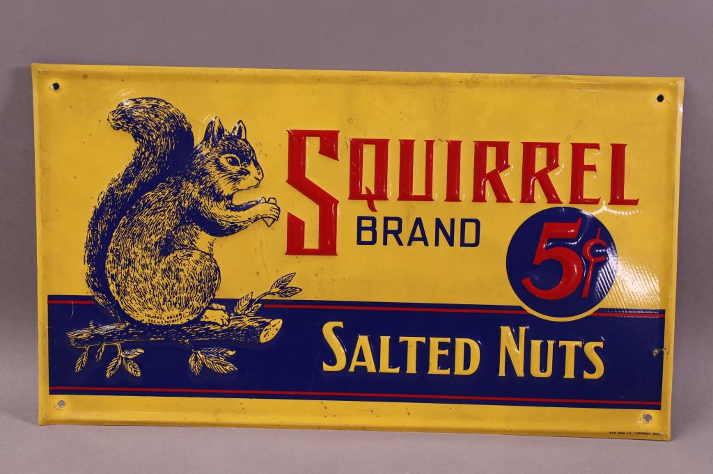 Squirrel Salted Nuts Tin Sign
