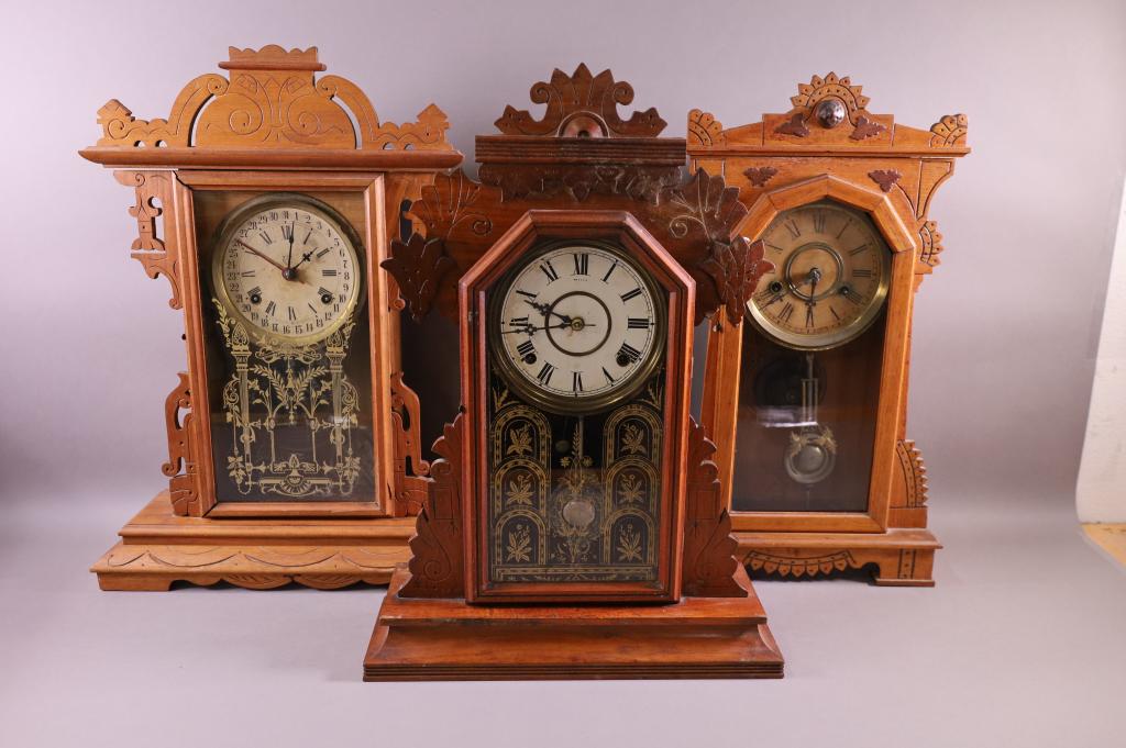 Three American Oak Kitchen Clocks