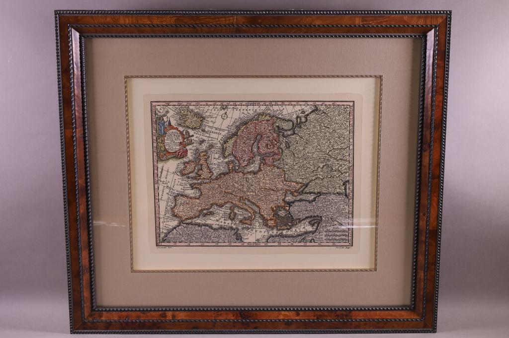 Framed European Map Auction
