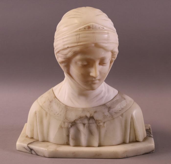 Antique Alabaster Lady Bust Auction
