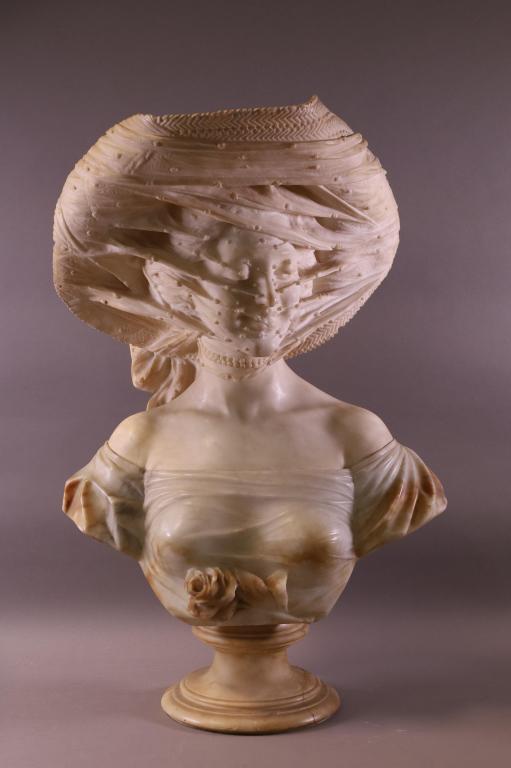 Large Antique Alabaster Lady Bust Auction