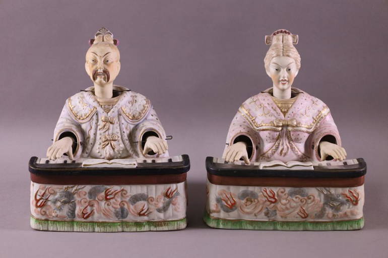 Pair Of Bisque Nodders