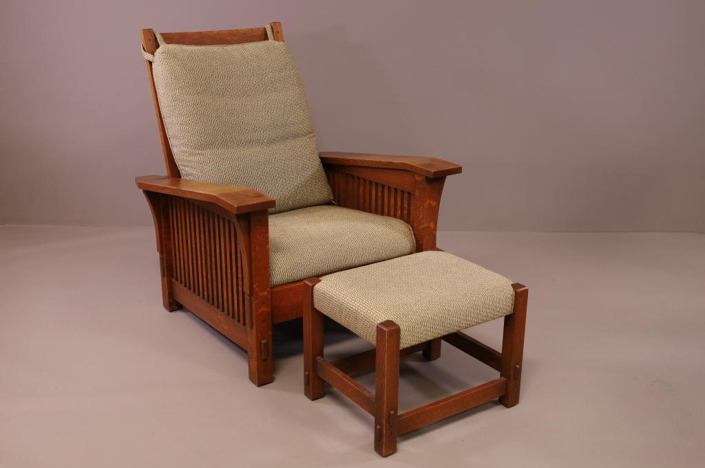 Warren Hile Morris Chair With Ottoman Auction