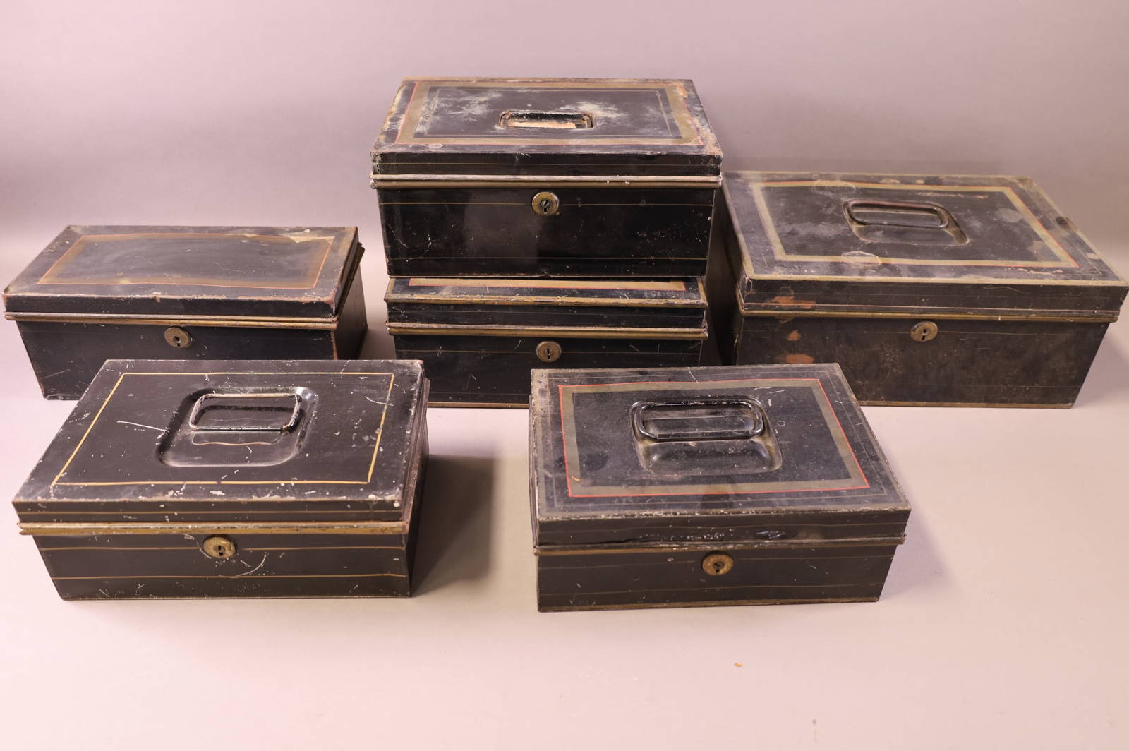 Six Antique Cash Boxes Auction