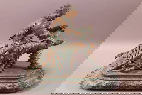 Bronze Knight On Marble Base