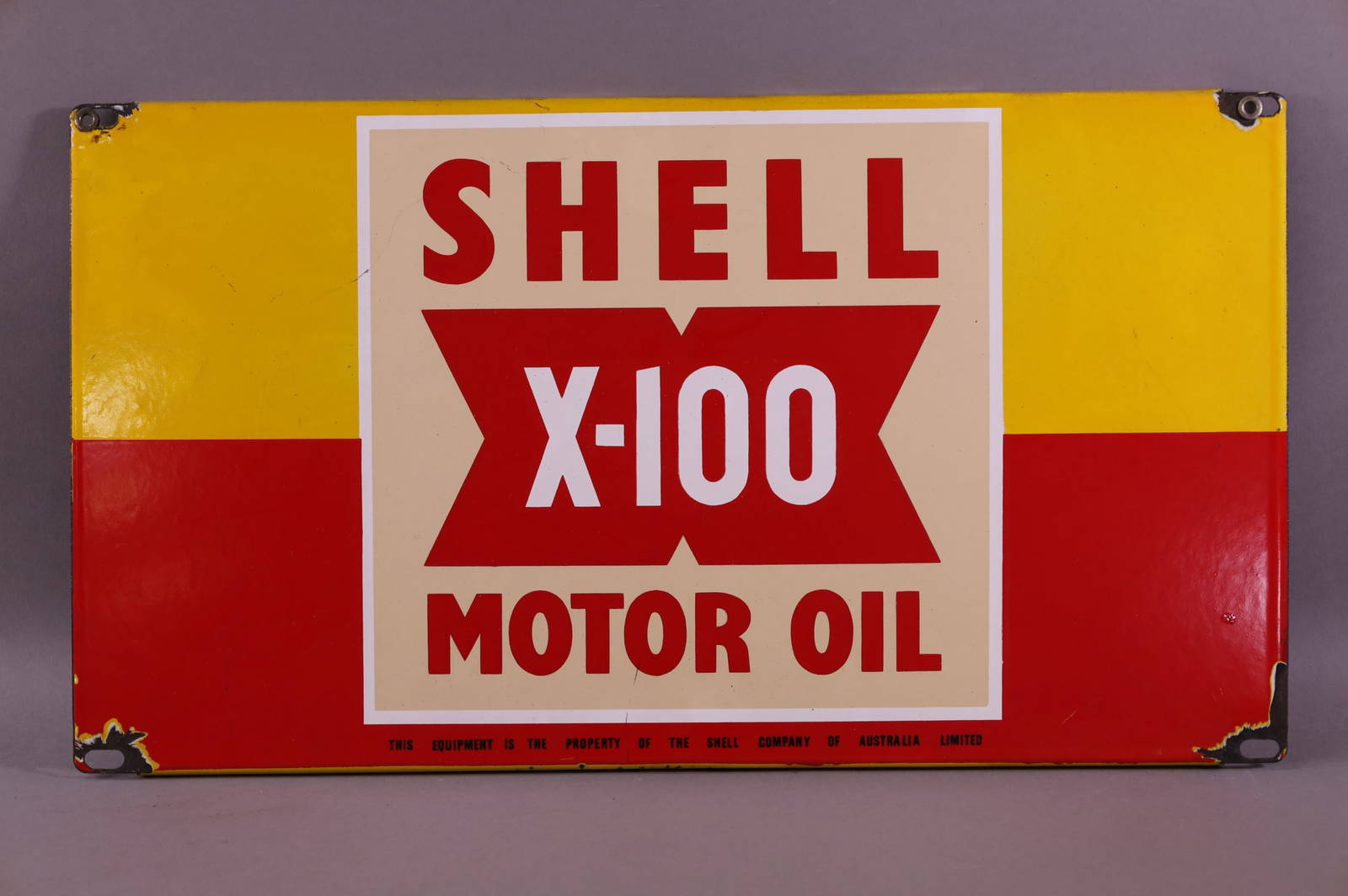 Shell X-100 Motor Oil Porcelain Sign Auction