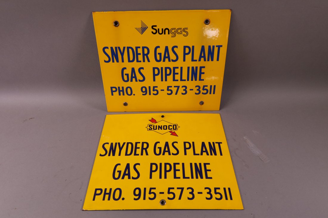 2 Sunoco Snyder Gas Plant Porcelain Signs - Sep 29, 2023 | Redlands ...