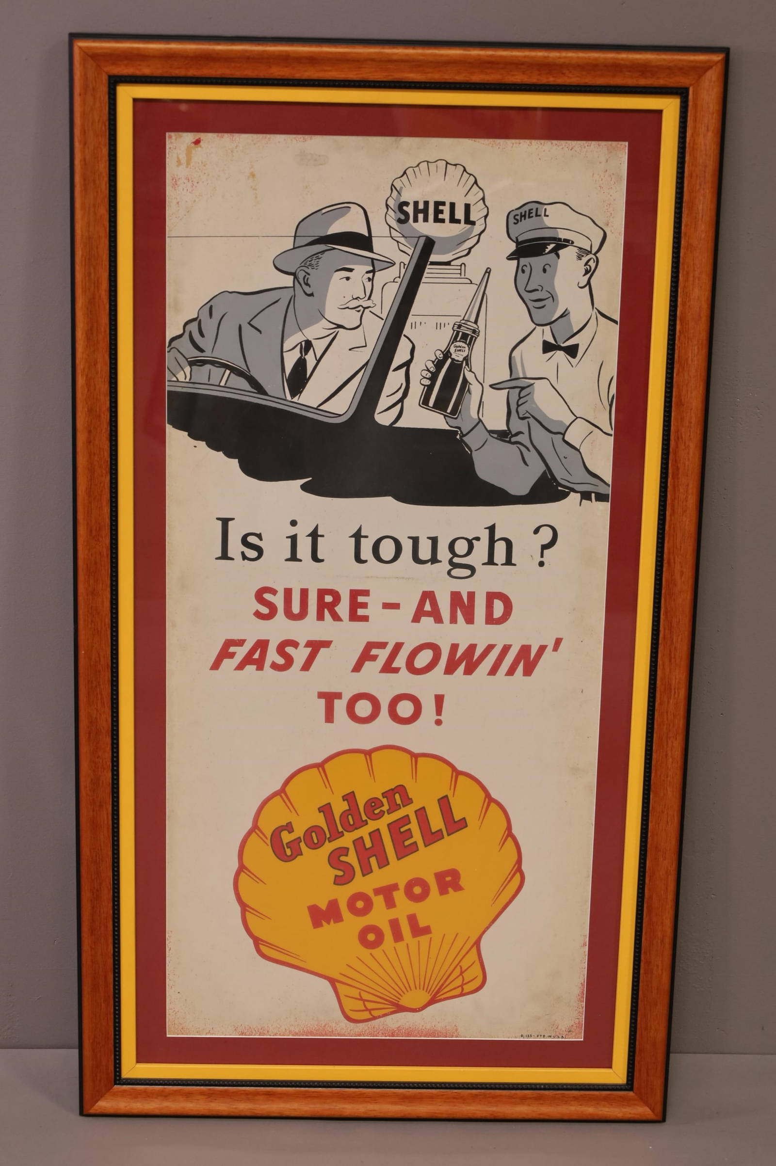 Framed Golden Shell Motor Oil Poster Auction