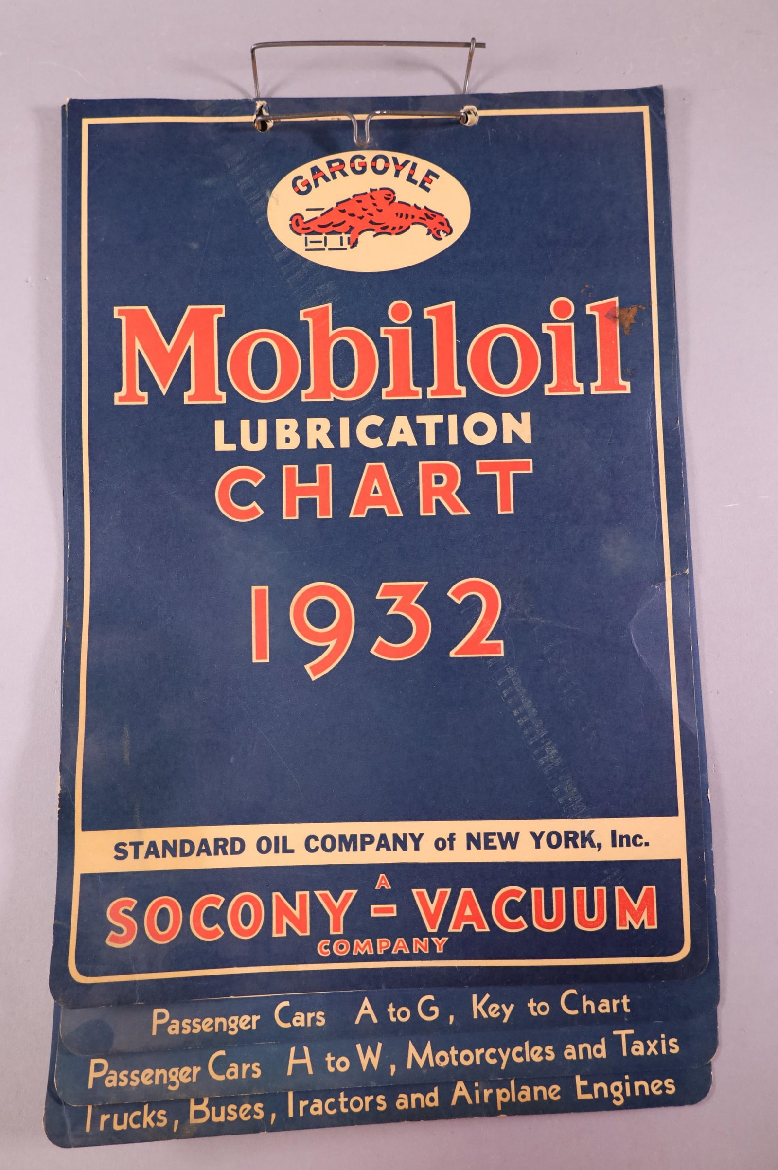 1932 Mobiloil Chart - Sep 29, 2023 | Redlands Antique Auction In Ca