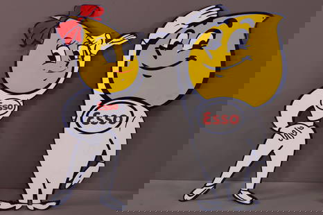 Esso Diecut Oil Drop Man Porcelain Sign