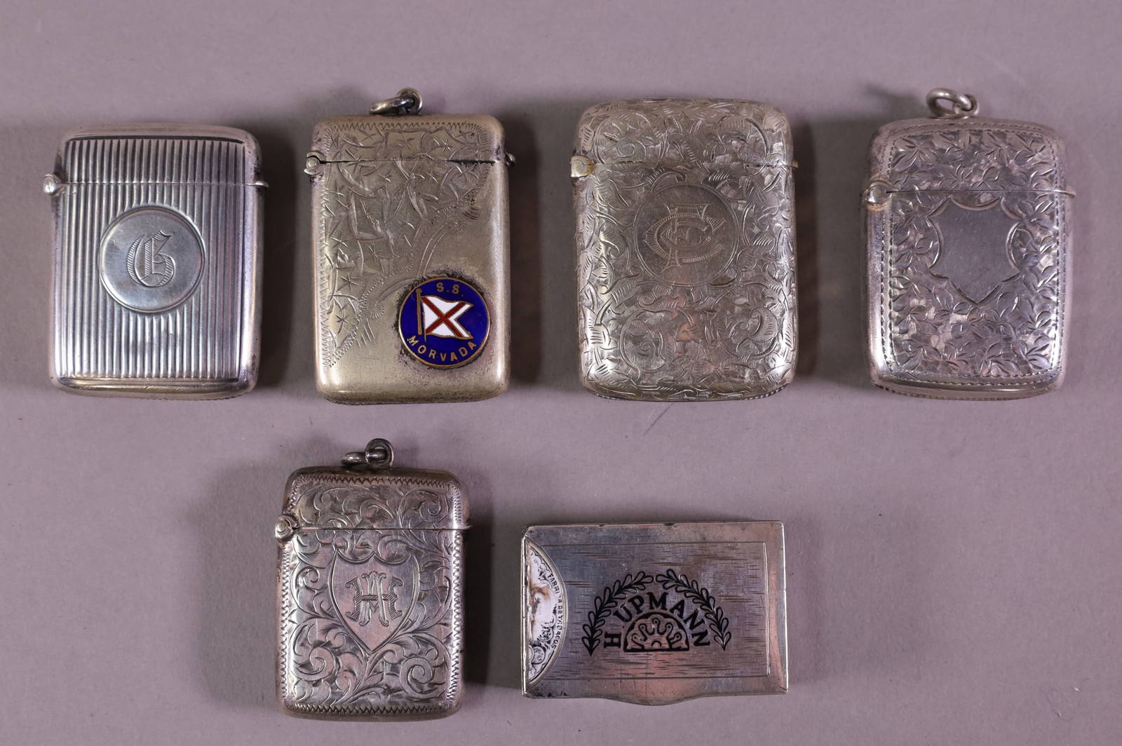 Six Sterling Silver Match Safes Auction