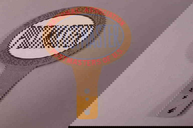 Postmaster Tin License Plate Topper