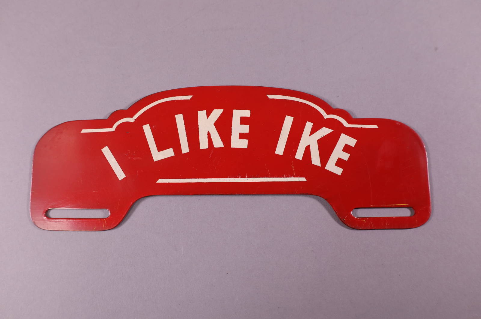 I Like Ike Tin License Plate Topper Auction