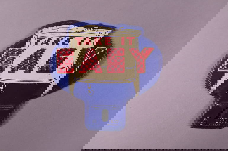 Take It Easy Tin License Plate Topper