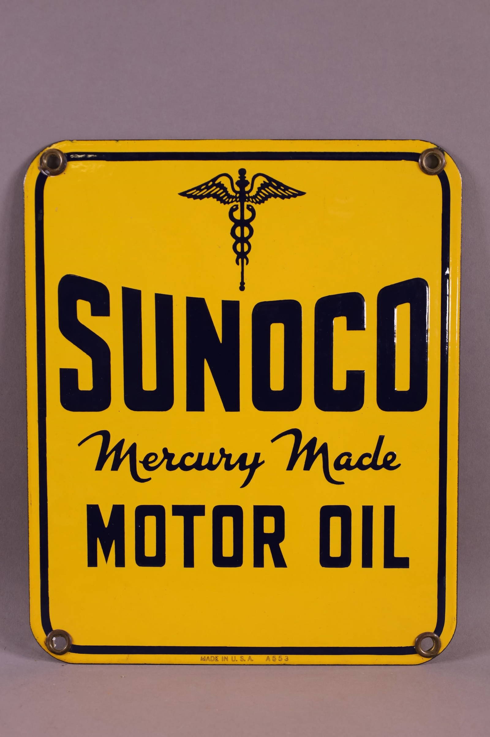 Sunoco Motor Oil W/caduceus Logo Sign (tac) Auction