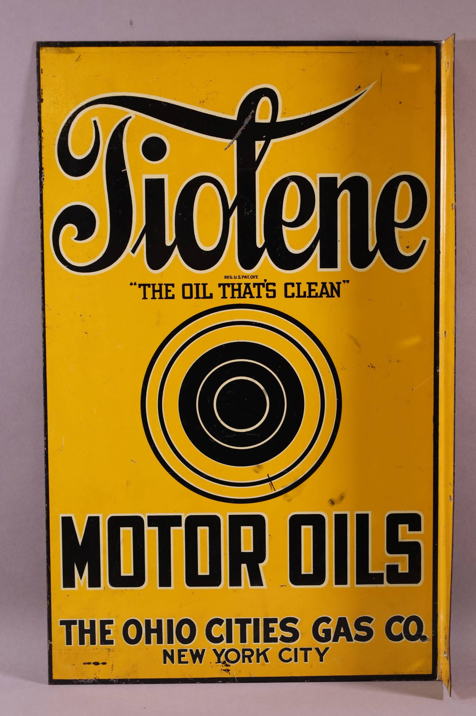 Tiolene Motor Oil W/logo Metal Flange Sign (tac) Auction