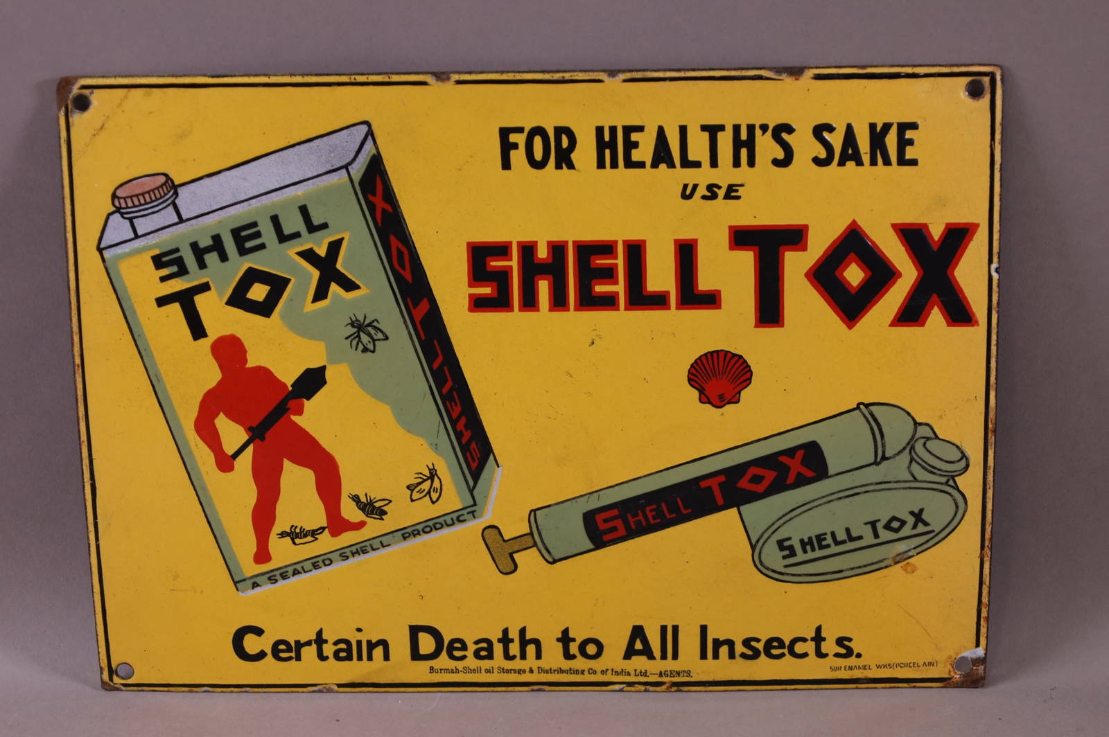 Shell Tox W/images Porcelain Sign (tac) Auction