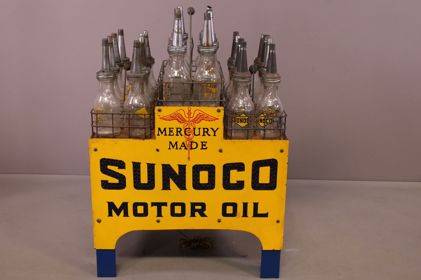 Sunoco Motor Oil Porcelain 24 Bottle Rack (tac)