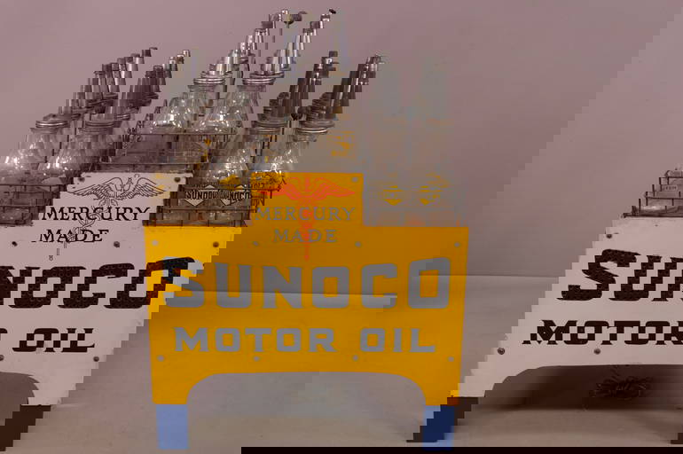 Sunoco Motor Oil Porcelain 24 Bottle Rack (tac)