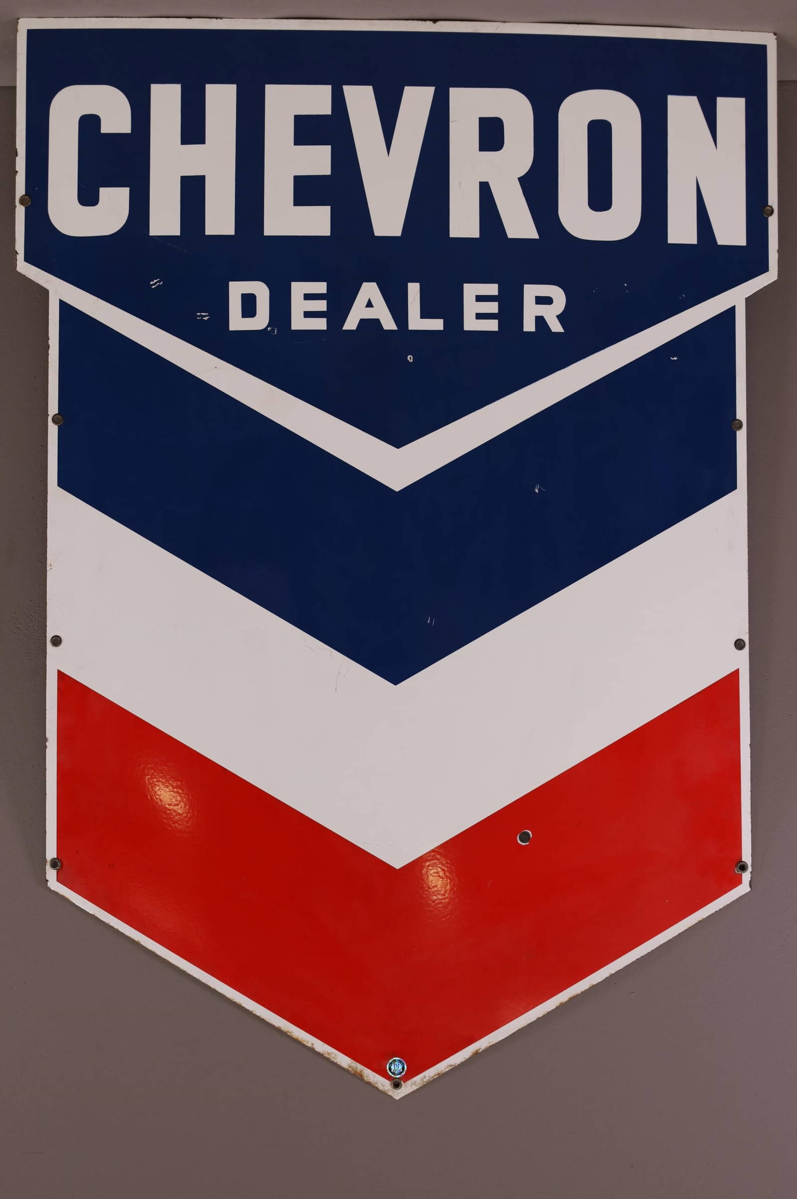 Chevron Dealer Porcelain Sign (tac) Auction