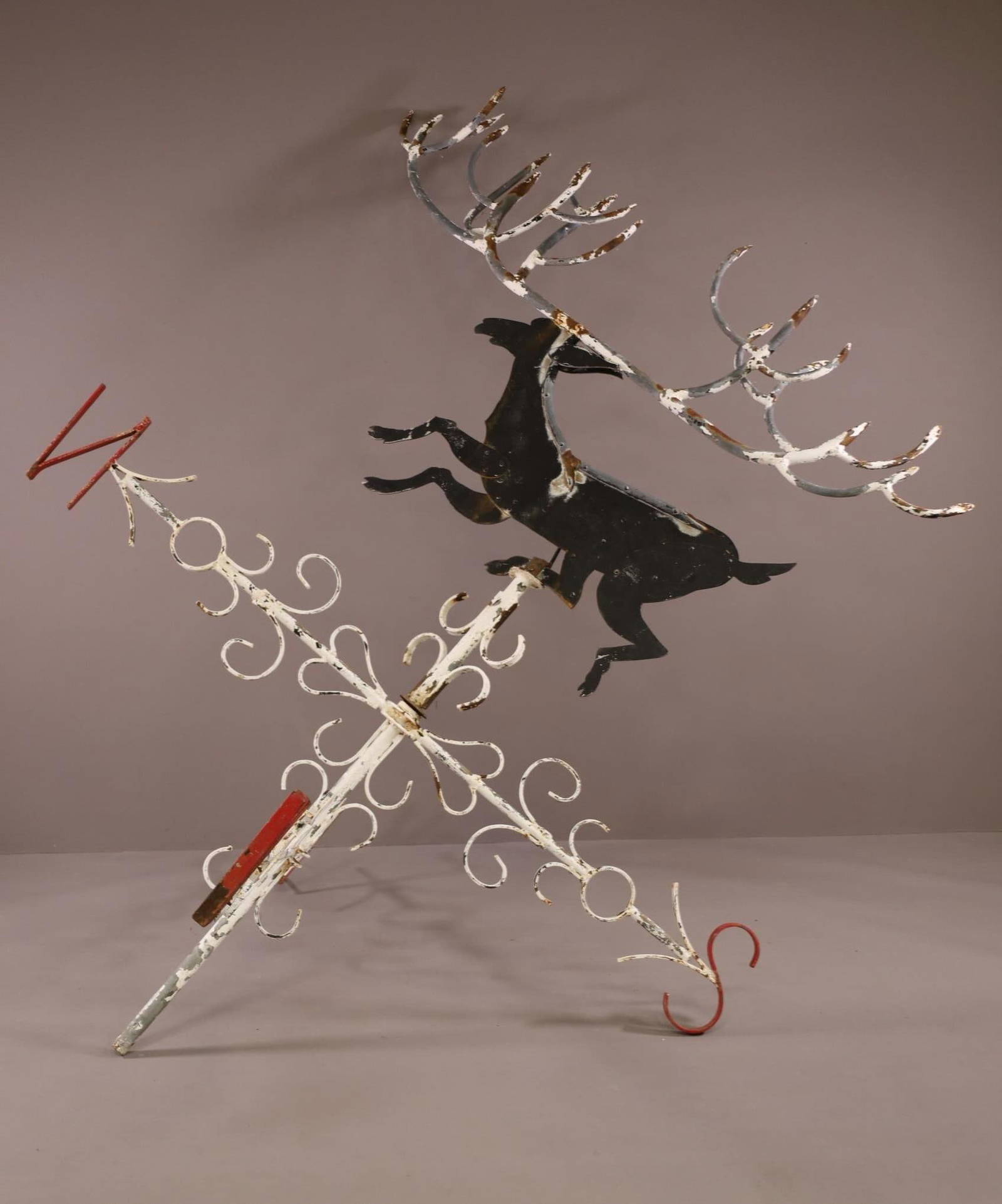 Huge Metal Reindeer Weathervane (santa's Village) Auction