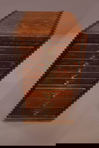 Small Macey Am. Oak 9 Drawer File Cabinet